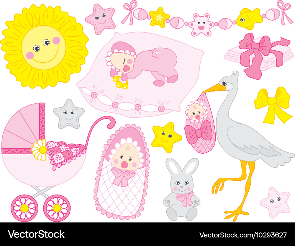 Baby girl set Royalty Free Vector Image - VectorStock
