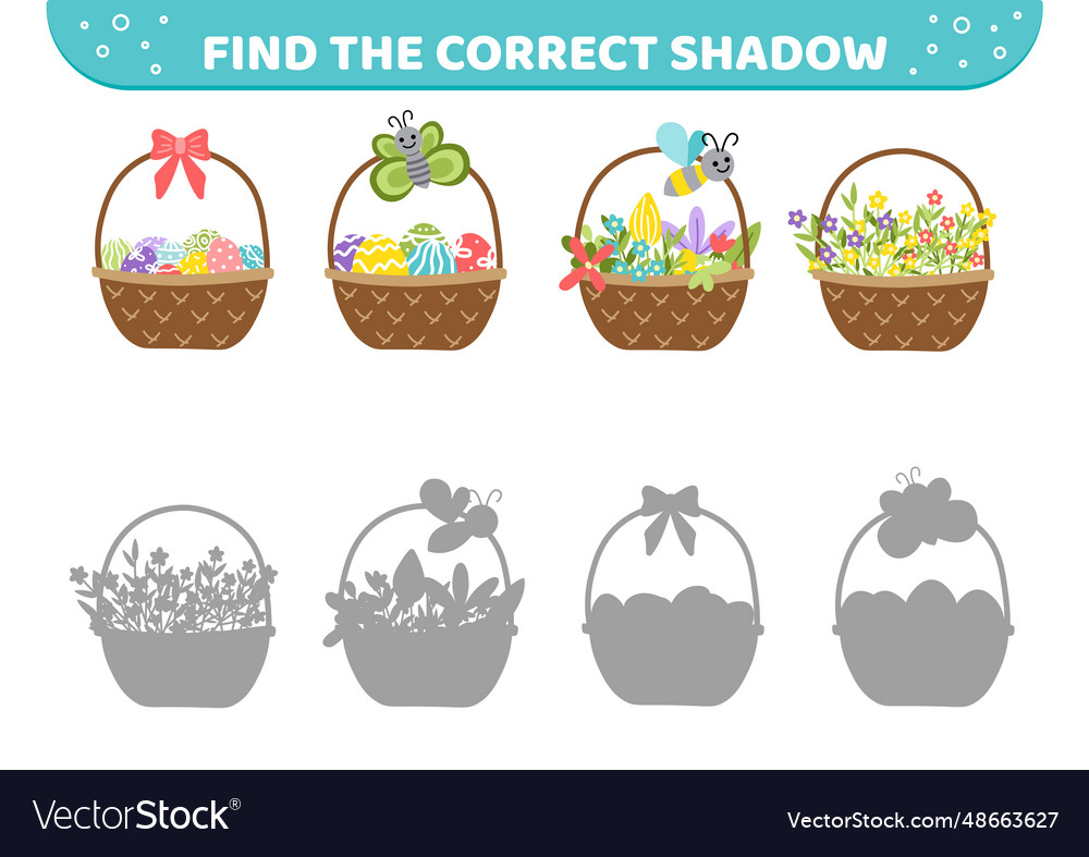 Easter baskets find the correct shadow Royalty Free Vector