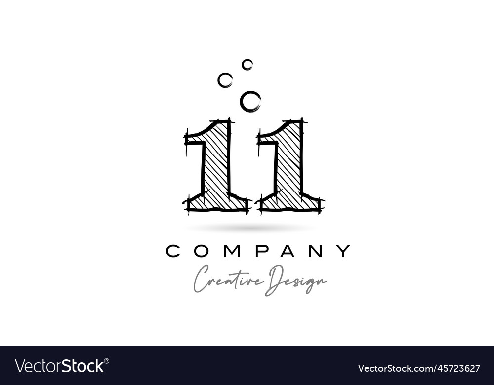 Hand drawing number 11 logo icon design Royalty Free Vector