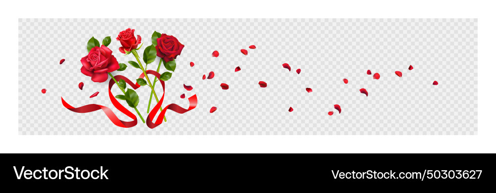 Heart shaped ribbon and roses Royalty Free Vector Image