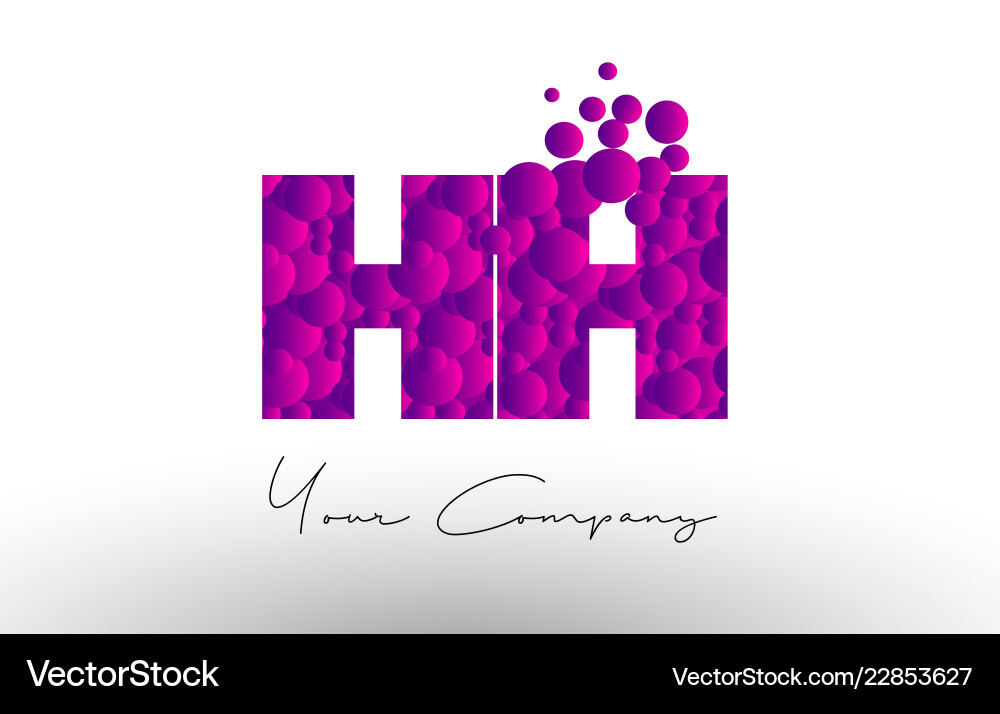Hh h dots letter logo with purple bubbles Vector Image
