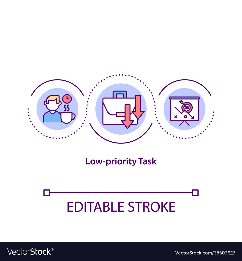 Low priority task concept icon Royalty Free Vector Image
