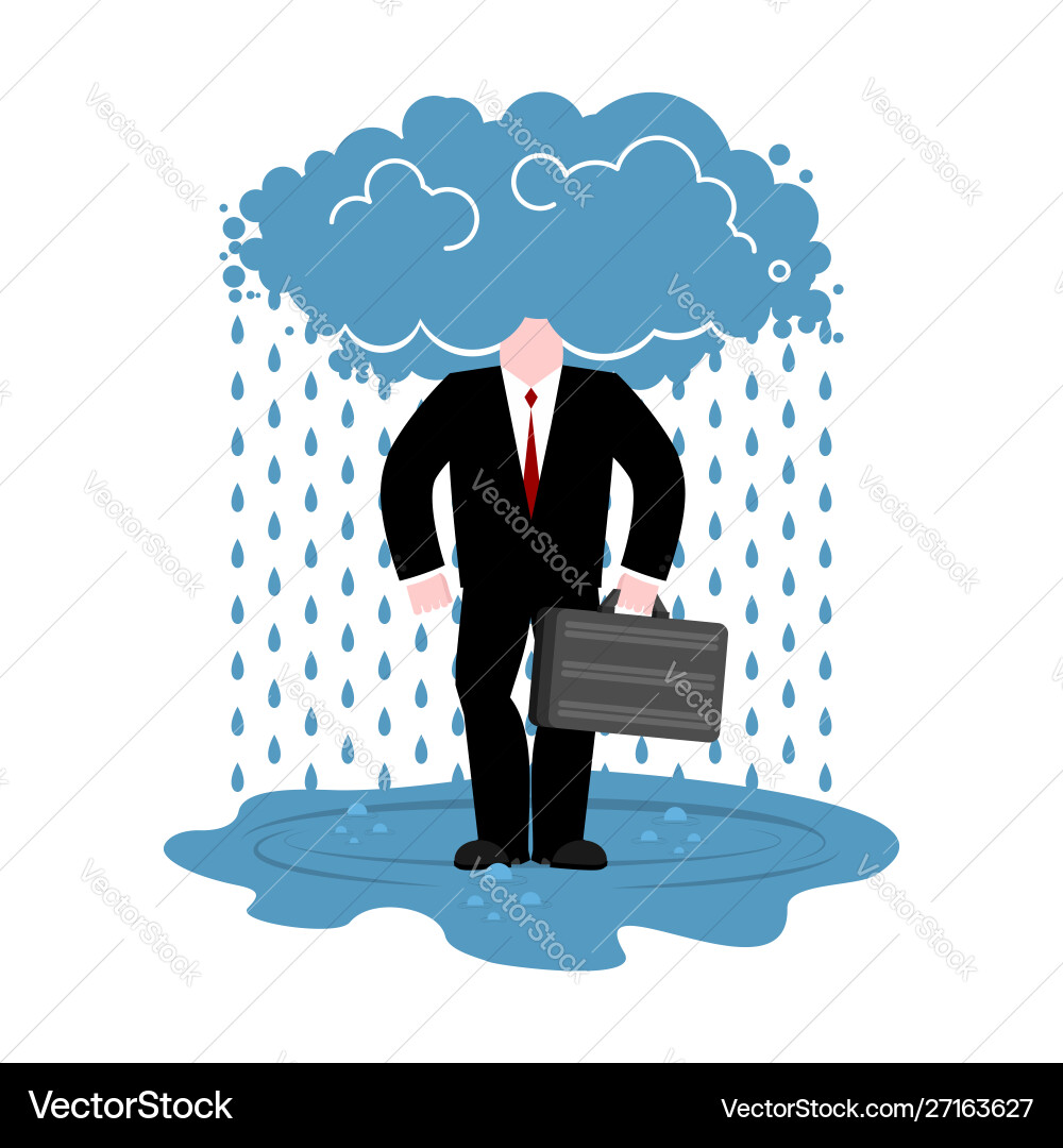 Man cloud rain head businessman weather Royalty Free Vector