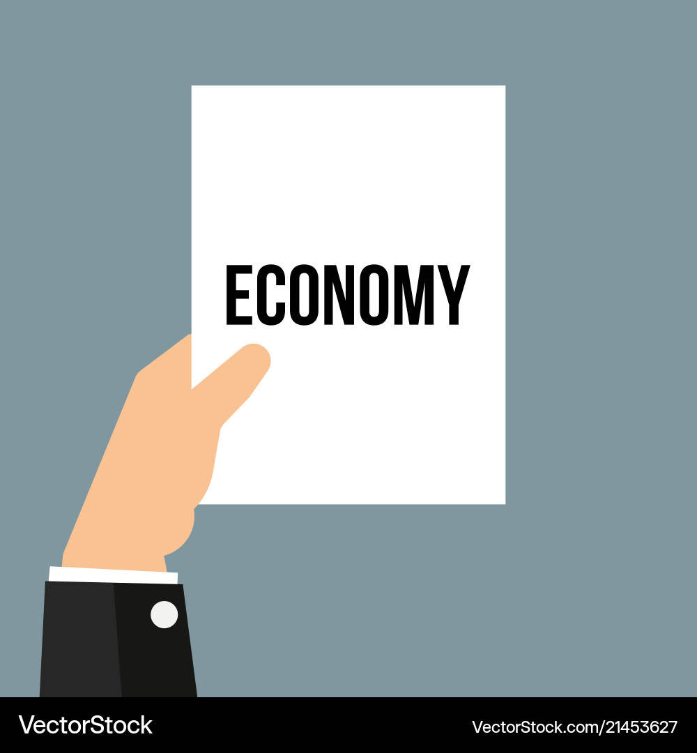 Man showing paper economy text Royalty Free Vector Image
