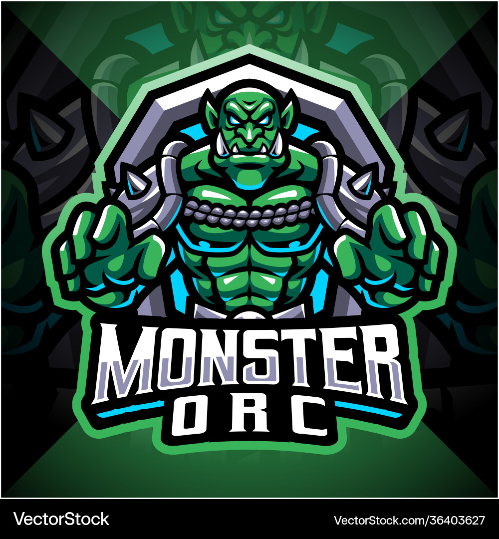Monster orc esport mascot logo design Royalty Free Vector