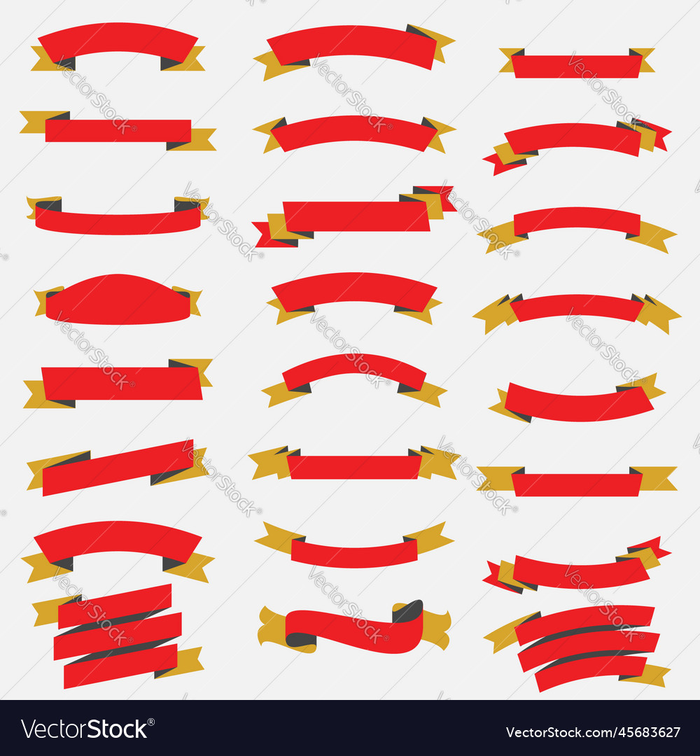 Ribbon banner set red collection Royalty Free Vector Image