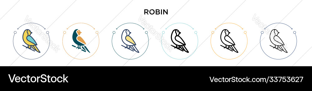 Robin icon in filled thin line outline and stroke Vector Image