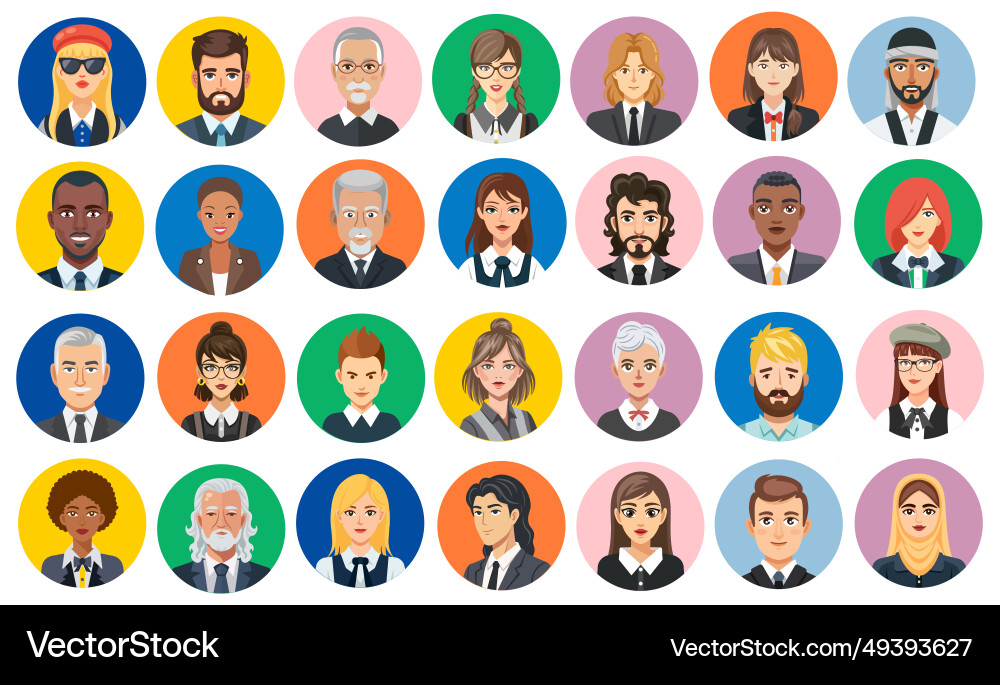 Set of diverse multiethnic circle avatars Vector Image