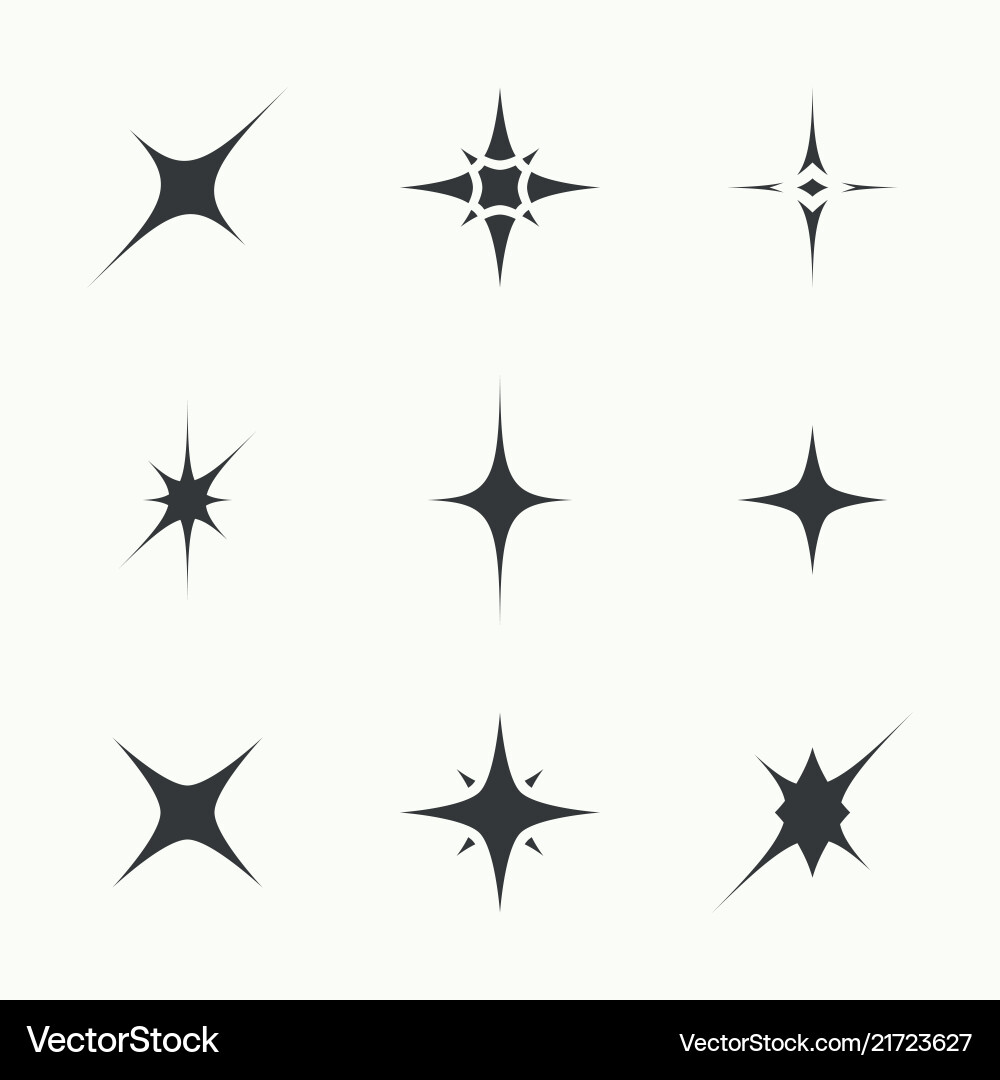Set of sparkle lights stars Royalty Free Vector Image