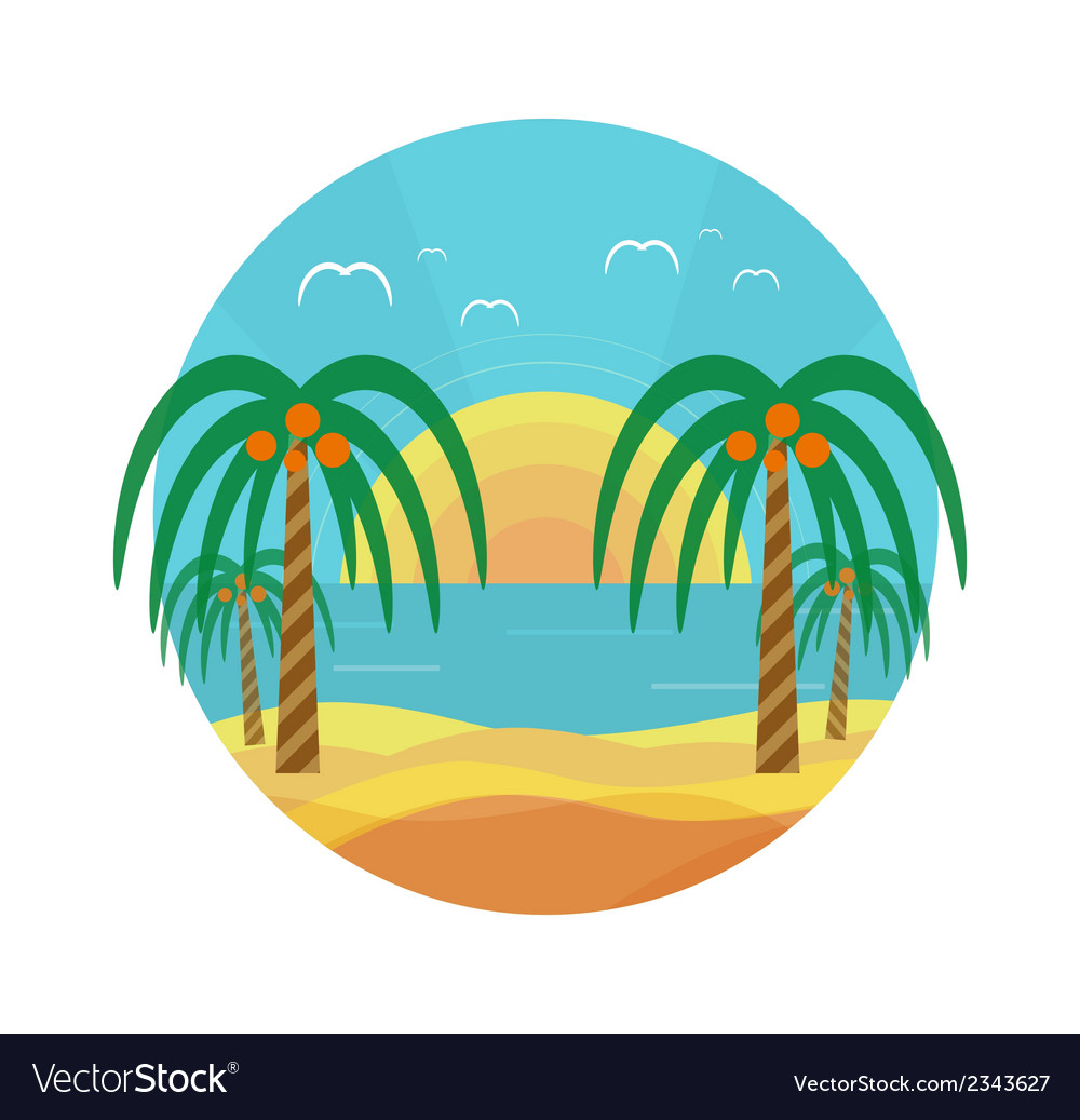 Tropical beach with palm trees Royalty Free Vector Image