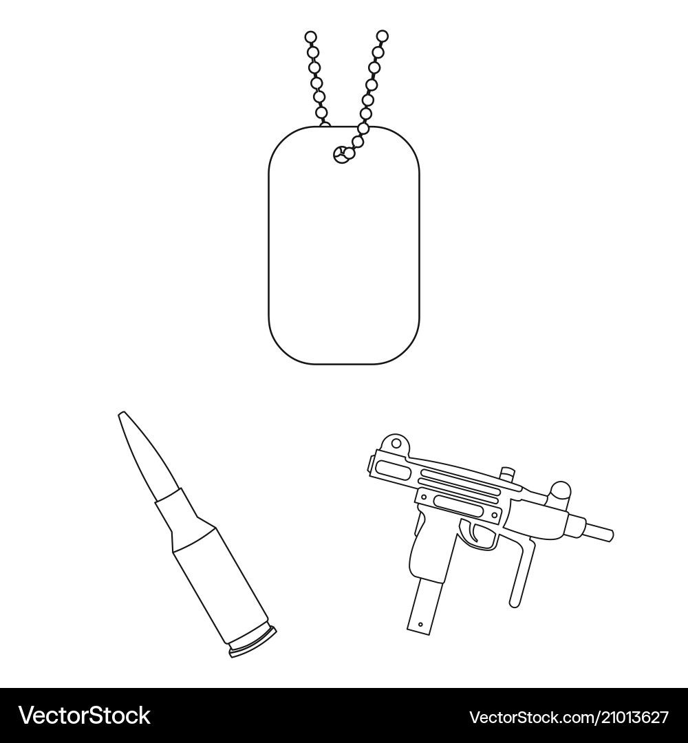 Types weapons outline icons in set collection Vector Image