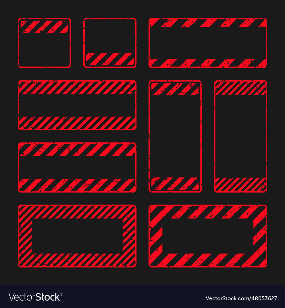 Various red grunge warning signs with diagonal Vector Image
