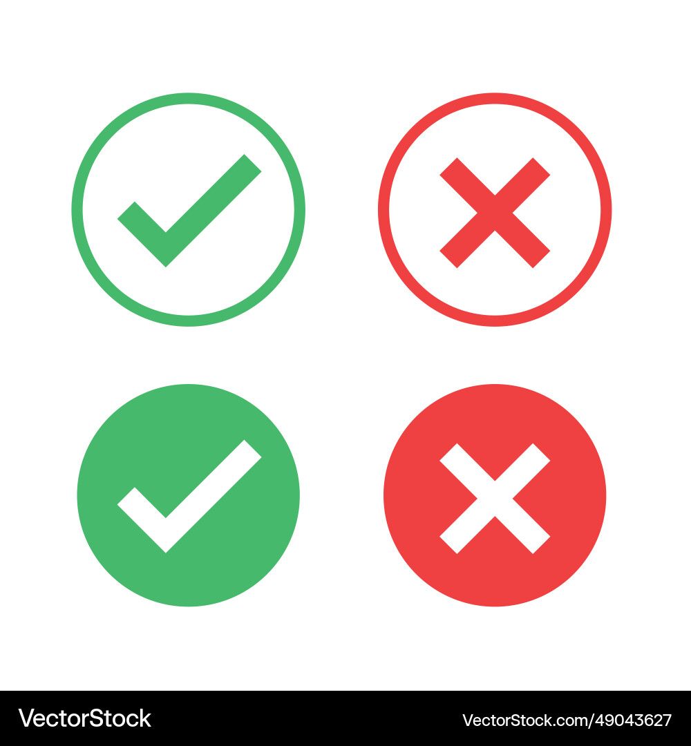 Yes or no check mark cross symbol design Vector Image