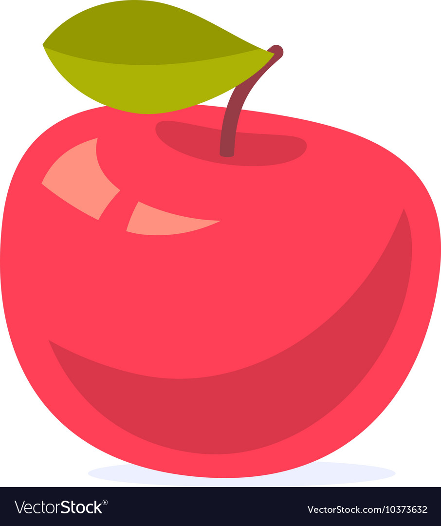 Colorful Of Big Red Apple With Green Leaf Vector Image