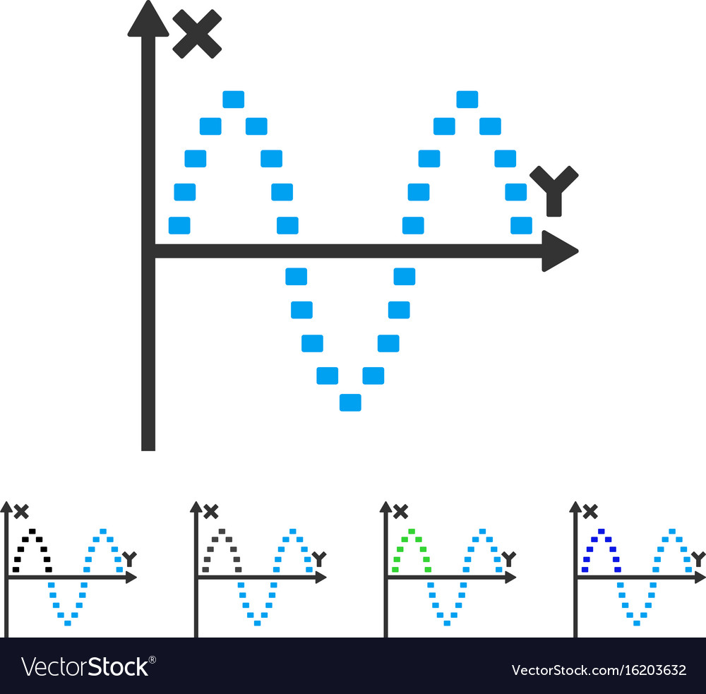 Dotted sinusoid plot flat icon Royalty Free Vector Image