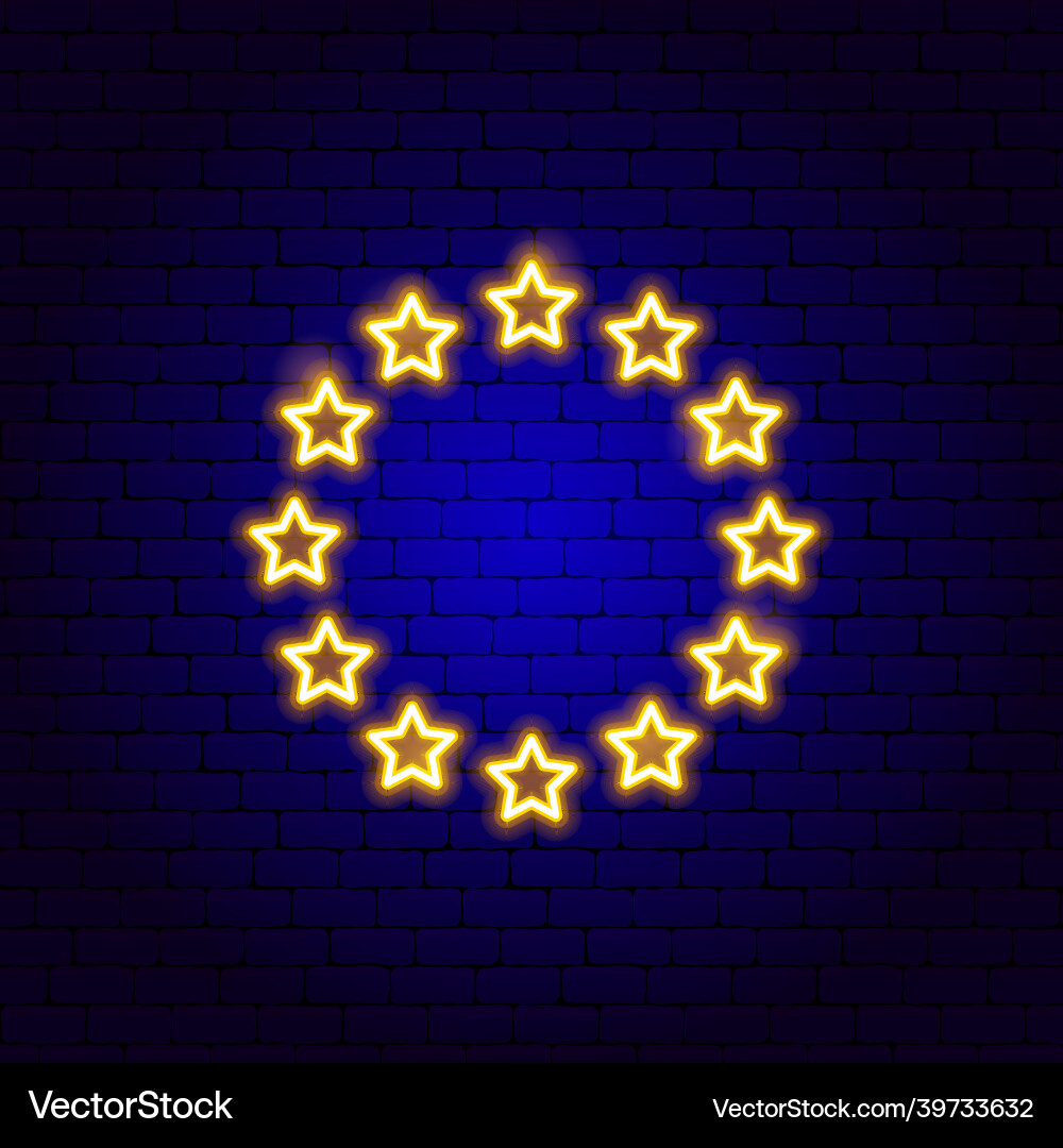 Euro union neon sign Royalty Free Vector Image