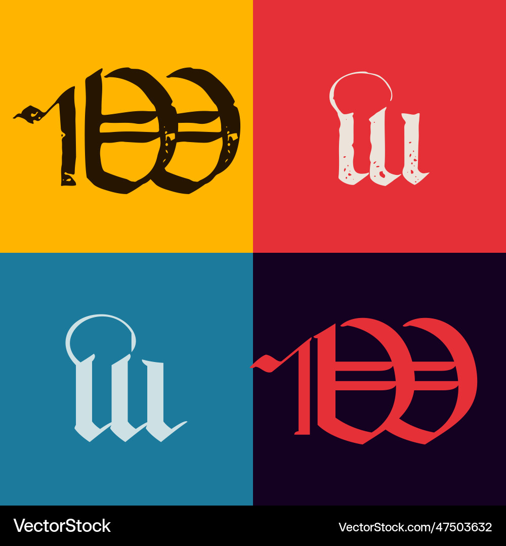 Gothic style letter w logo calligraphy uppercase Vector Image