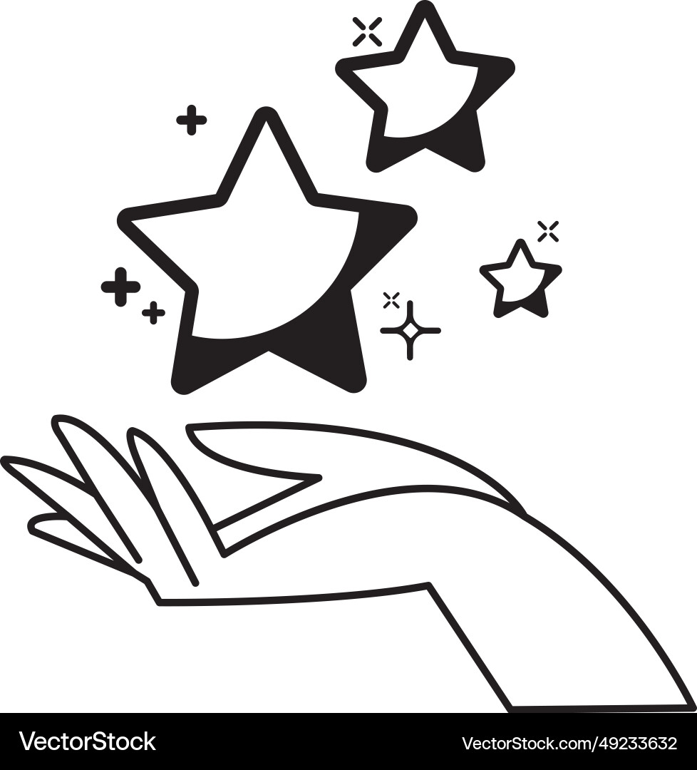 Isolated monochrome hand holding a star icon Vector Image