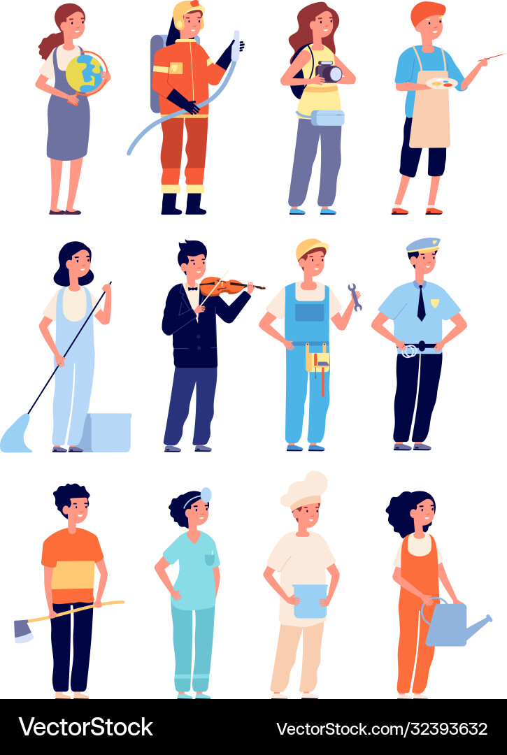 Kids professions children workers in professional Vector Image