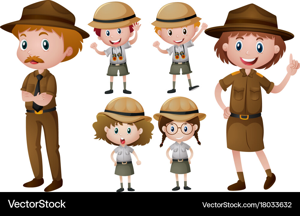 Park rangers in uniform Royalty Free Vector Image