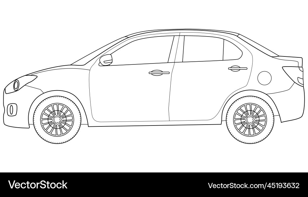 Premium sedan outline on white background Vector Image
