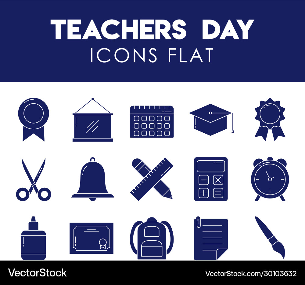 Set icons teachers day silhouette style icon Vector Image