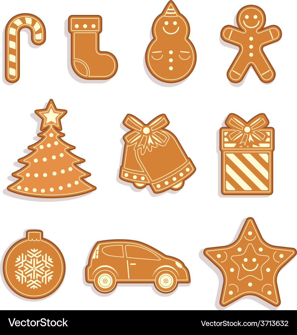 Set of Gingerbread cookies Royalty Free Vector Image