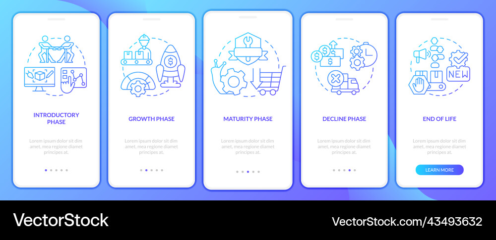 Stages of product lifecycle blue gradient Vector Image