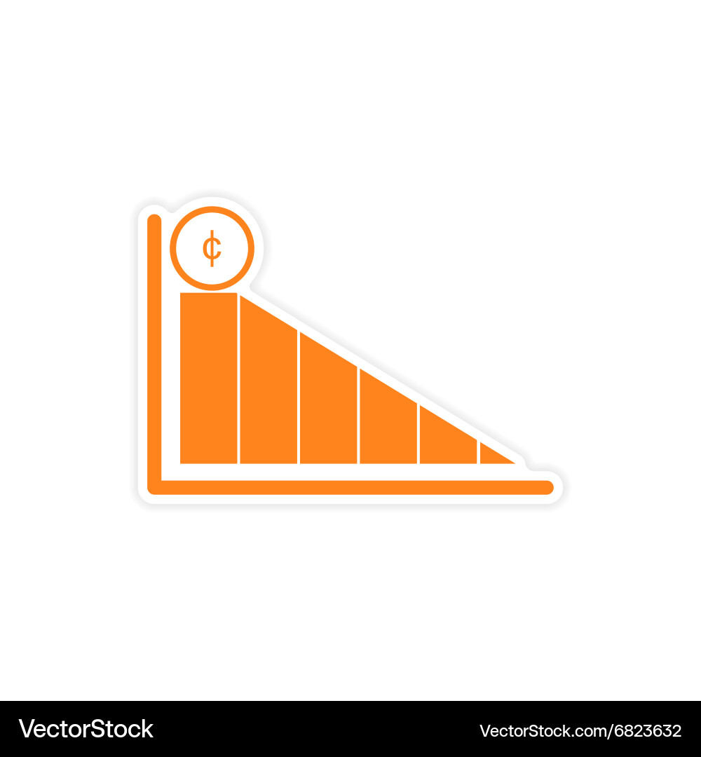 Stylish sticker on paper chart and coins Vector Image