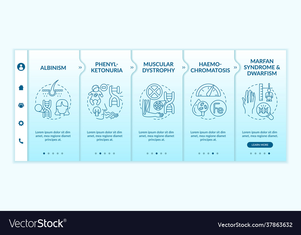 Various Genetic Disorders Onboarding Template Vector Image