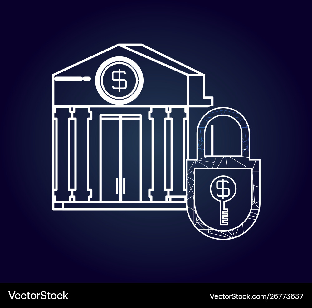 Bank building fintech icon Royalty Free Vector Image