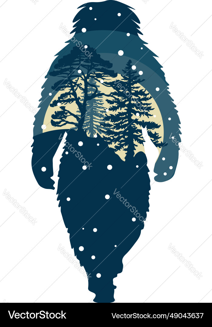 Bigfoot walk in the forest Royalty Free Vector Image