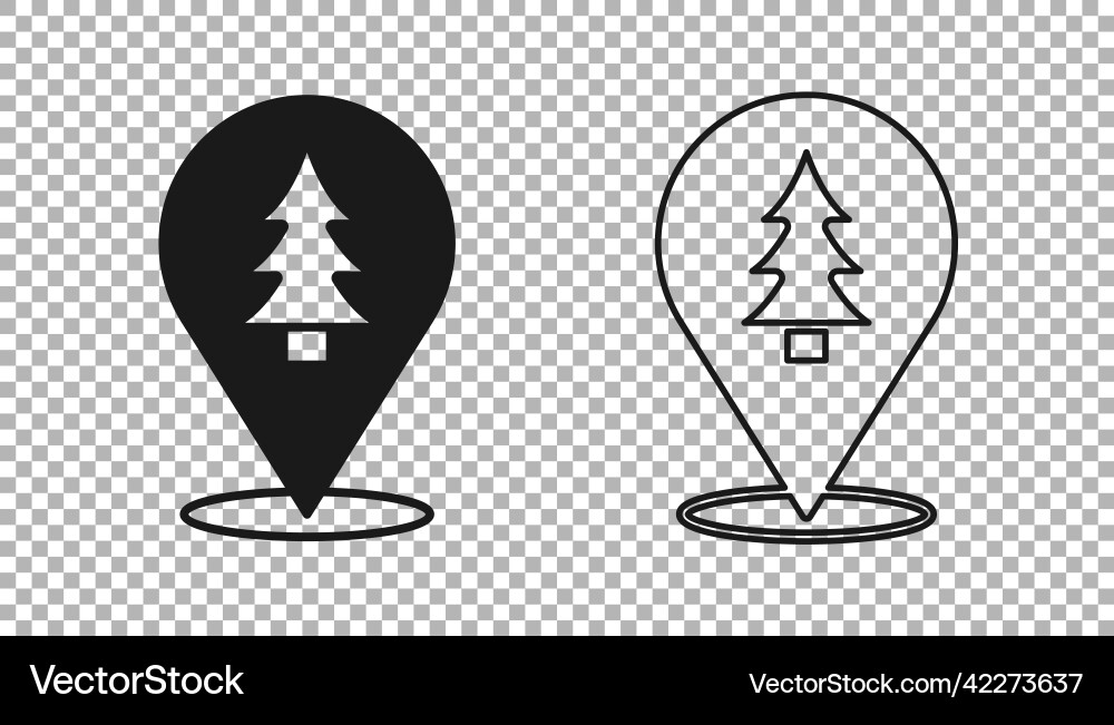 Black location of the forest on a map icon Vector Image