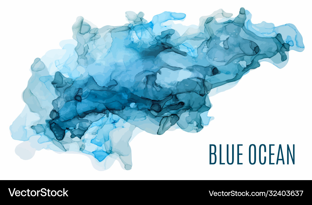 Blue ink background wet ink hand drawn Royalty Free Vector