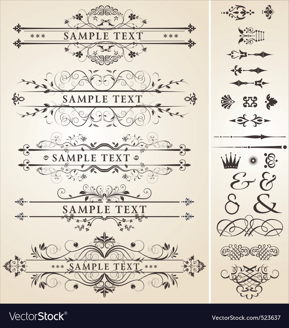 Calligraphic design elements Royalty Free Vector Image