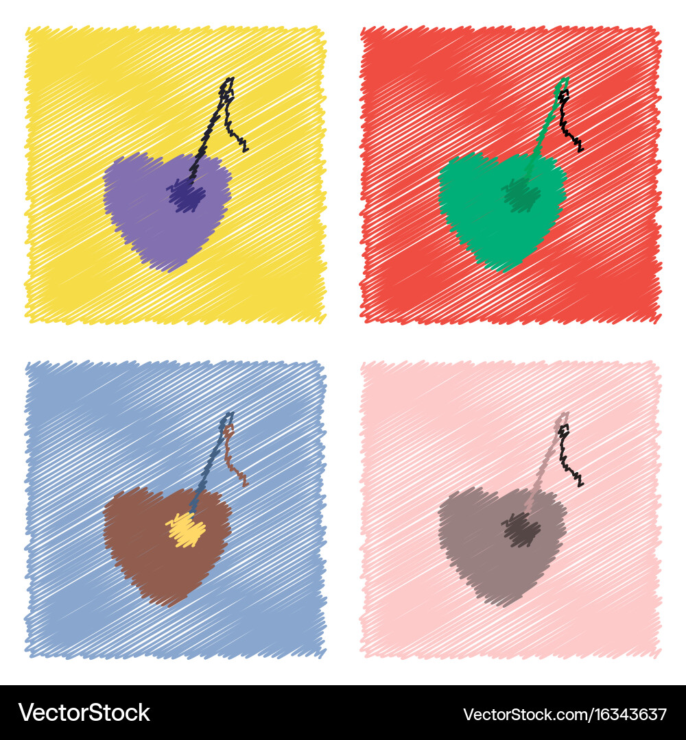 Collection flat shading style icons heart Vector Image
