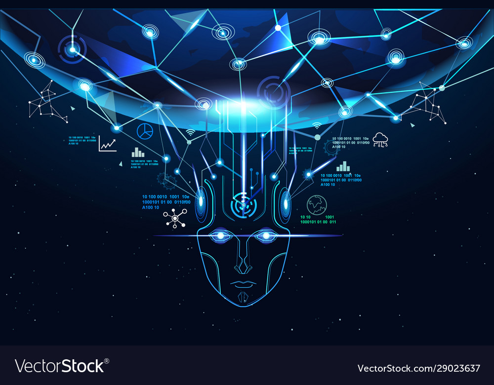 Deep learning network concept showing ai Vector Image