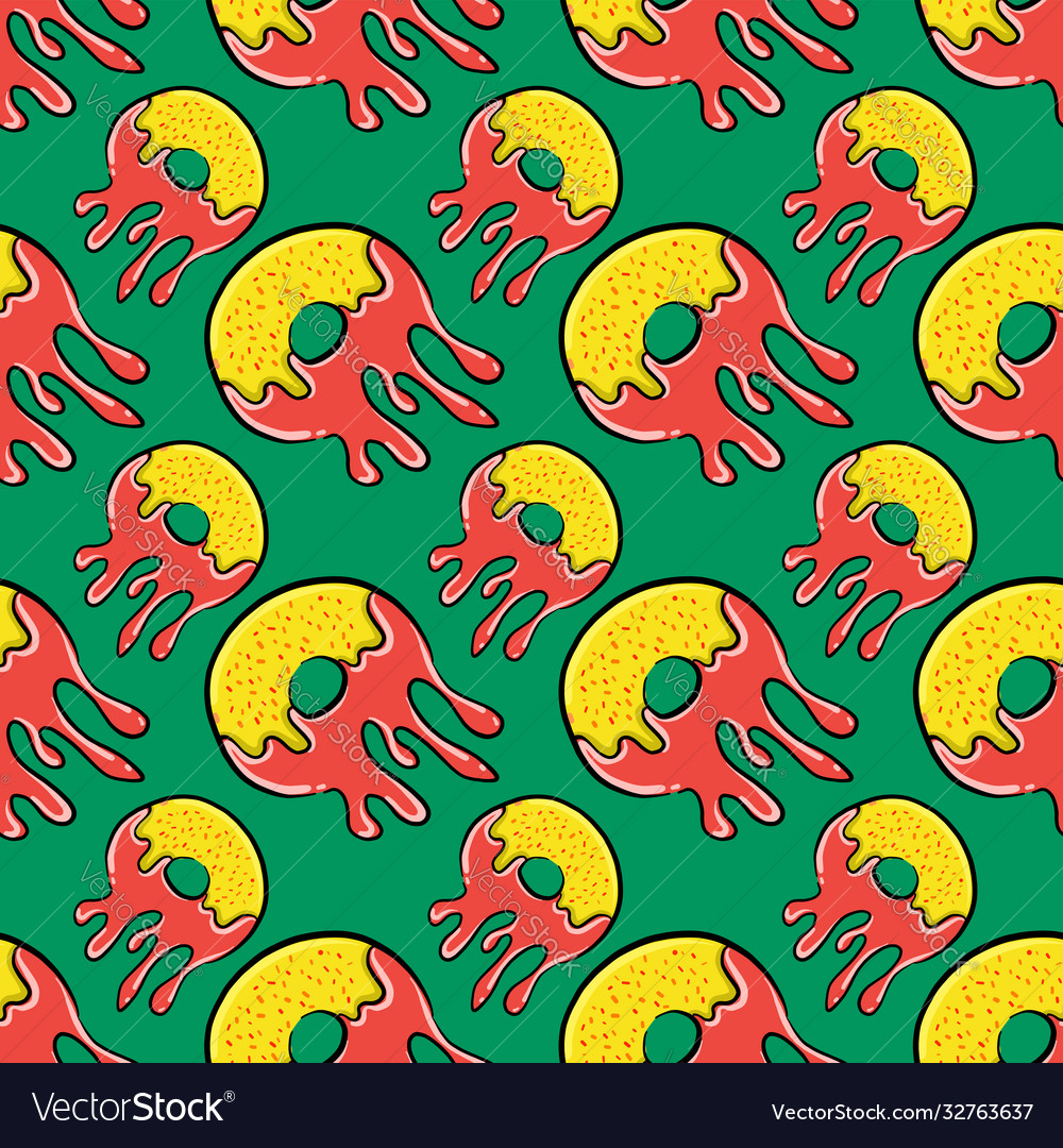 Donuts pattern seamless pattern on green Vector Image