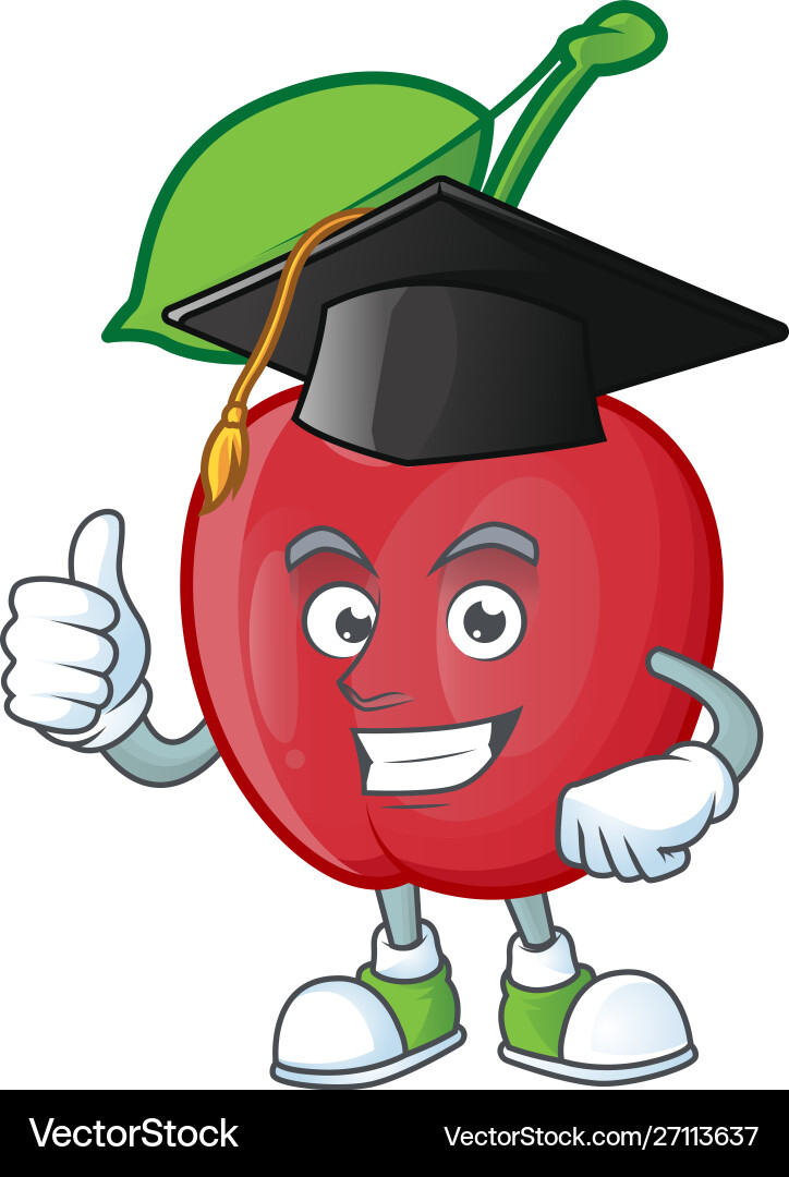 Graduation cartoon bing cherries on white Vector Image