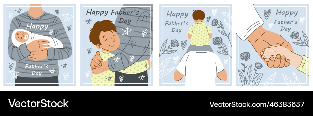 Happy fathers day postcards set Royalty Free Vector Image