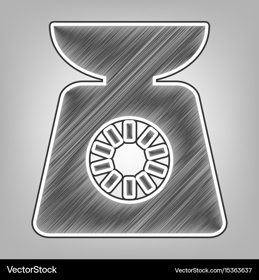 Kitchen scales sign pencil sketch Royalty Free Vector Image