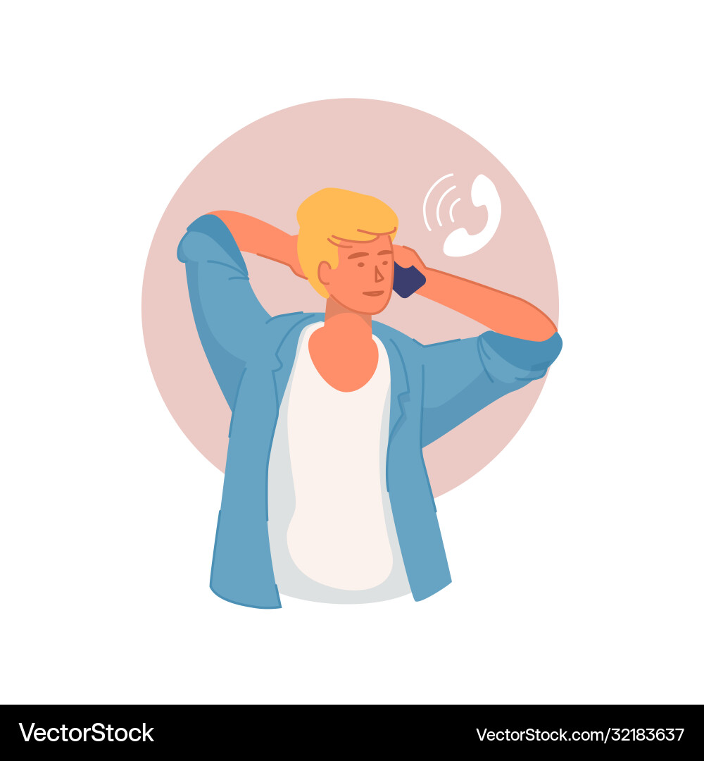 Man phone call young talking on mobile phone Vector Image