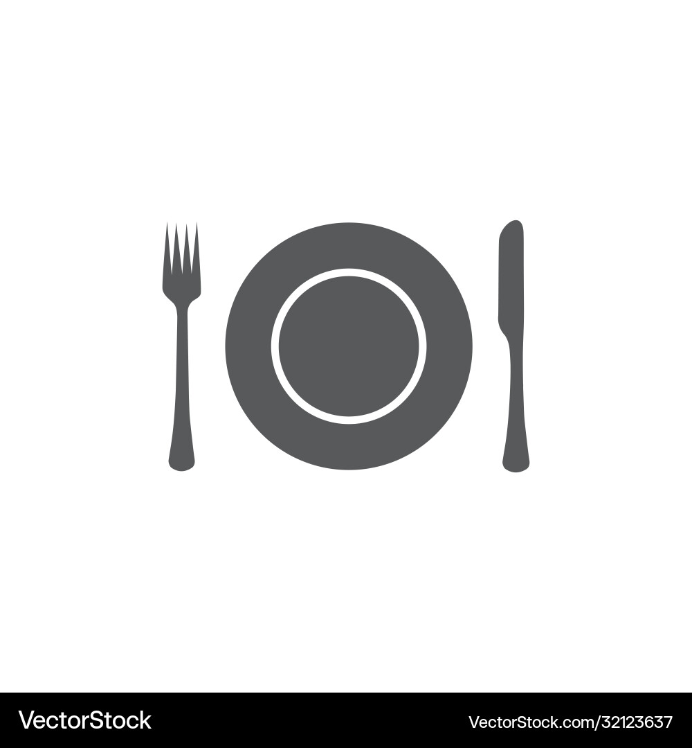 Platefork and knife icon on white background Vector Image