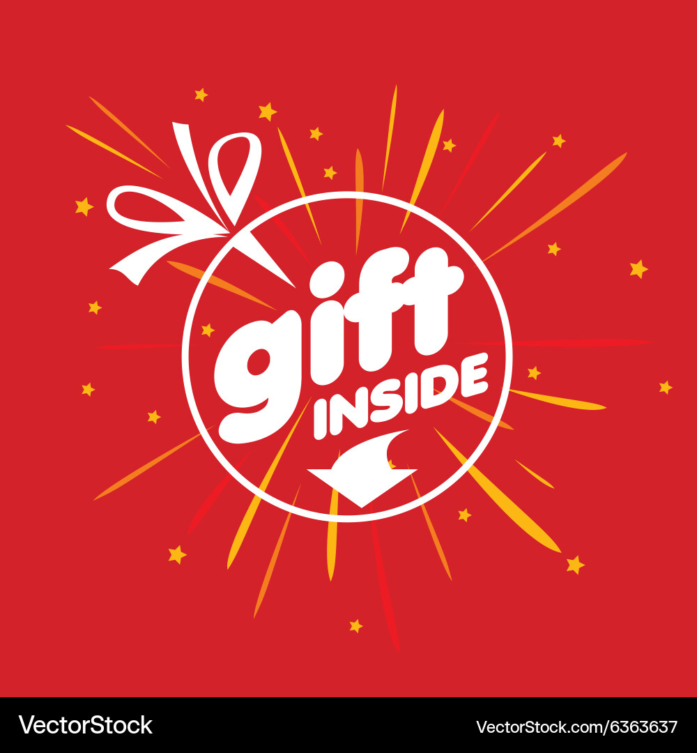 Round logo for gifts with fireworks Royalty Free Vector
