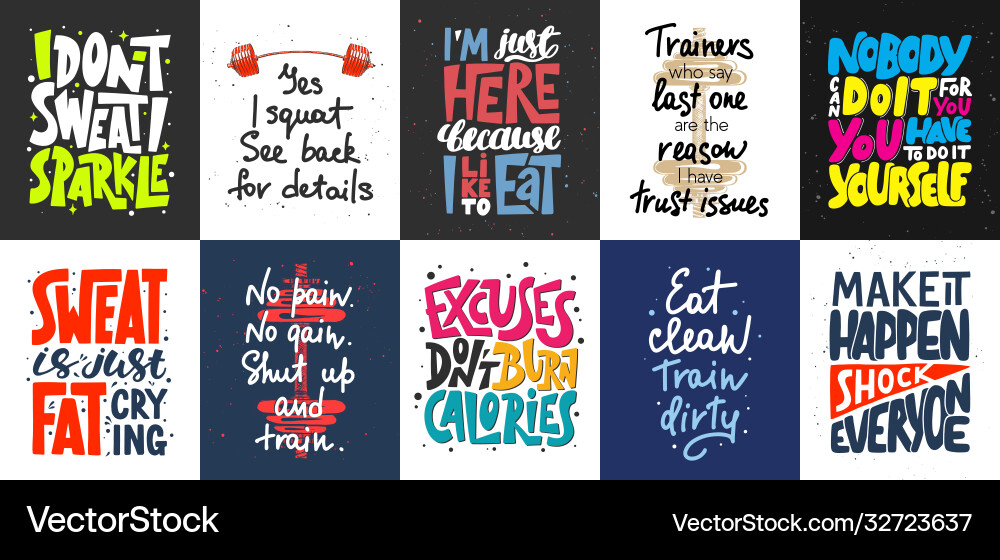 Set 10 motivational and inspirational Royalty Free Vector