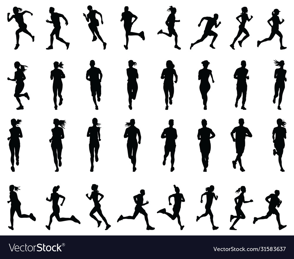 Silhouettes running Royalty Free Vector Image - VectorStock