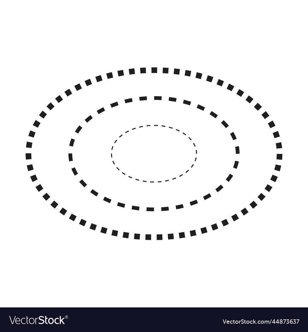 Tracing Ellipse Shape Symbol Dashed And Dotted Vector Image
