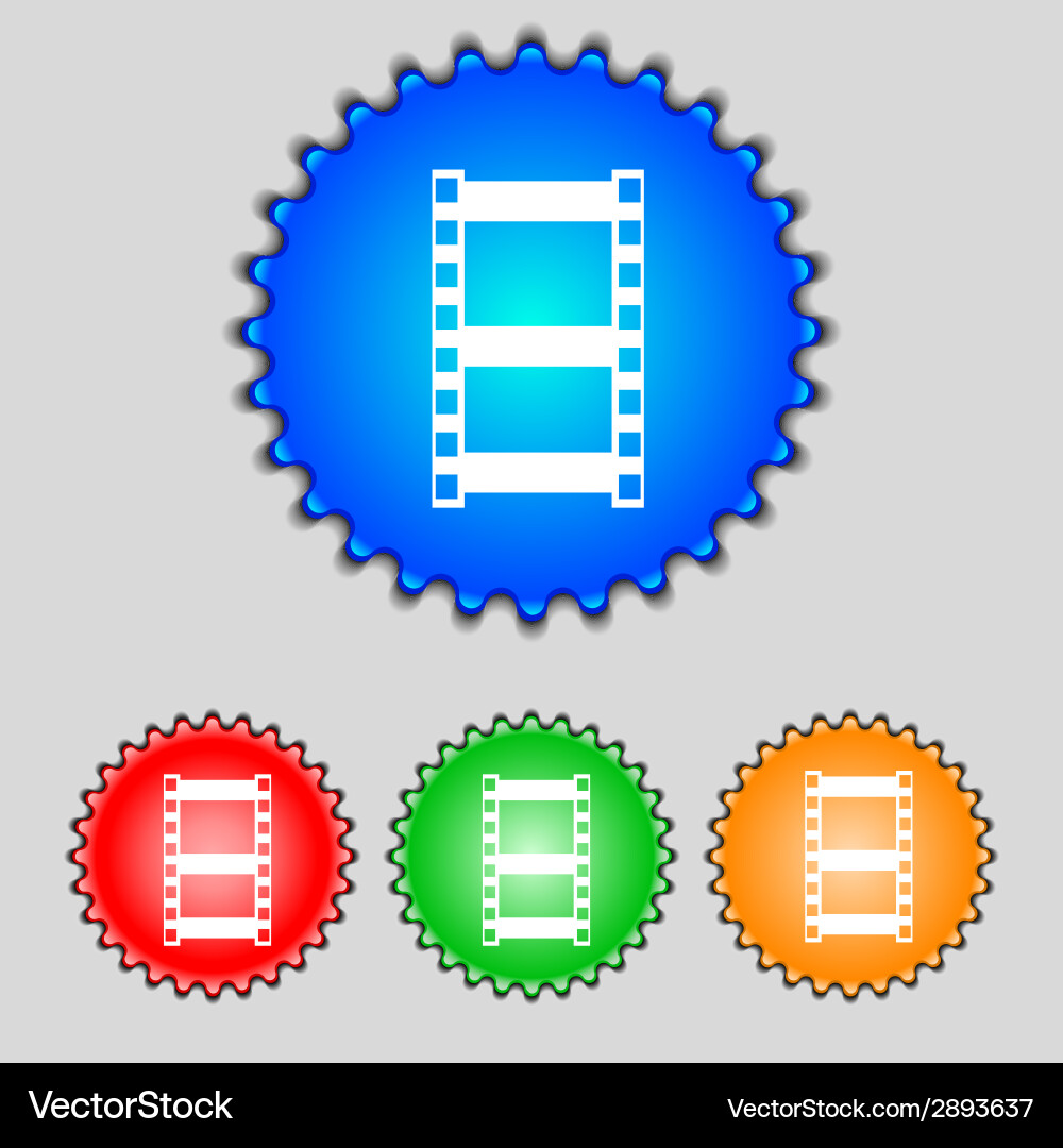 Video sign icon frame symbol set colourful buttons
