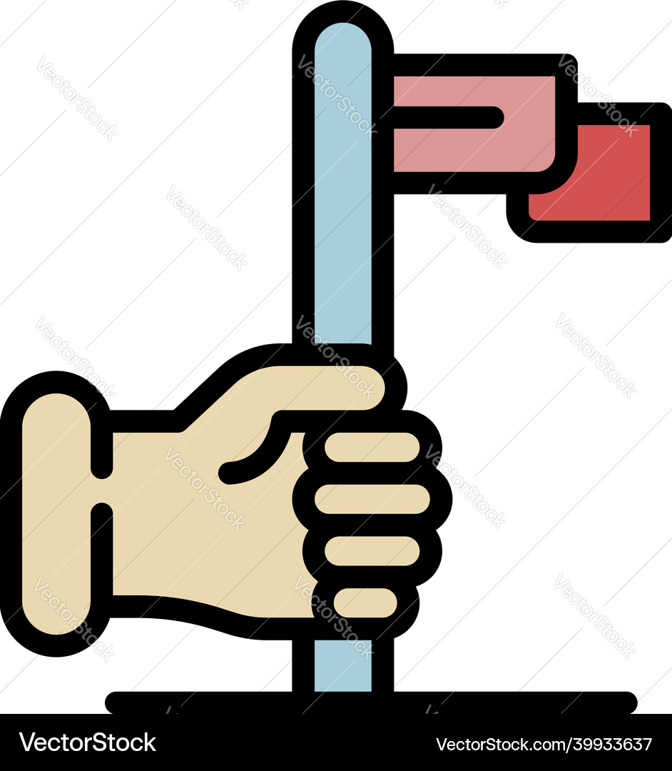 Winner flag icon color outline Royalty Free Vector Image