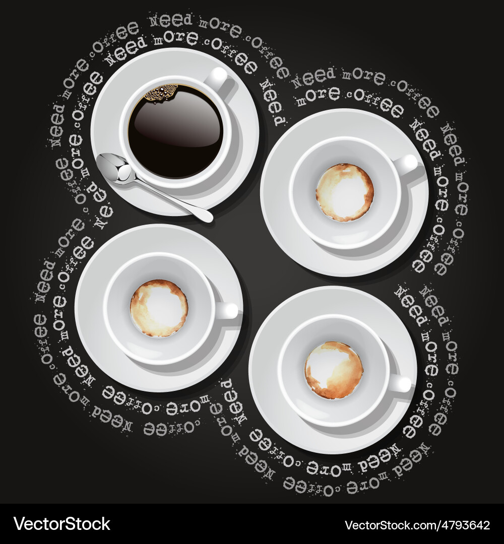 4 cups of hot coffee Royalty Free Vector Image